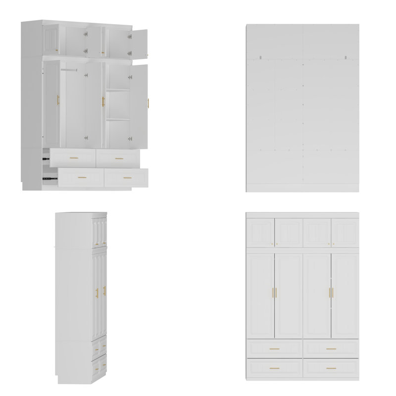 Modern Wardrobe With Strong Storage And Top Cabinet